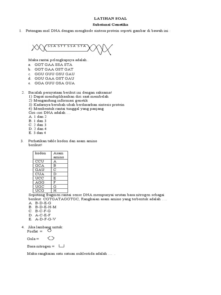 Latihan Soal Substansi Genetika | PDF