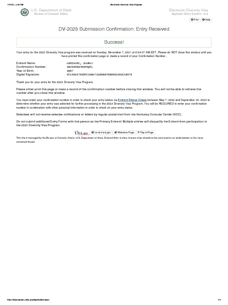 Electronic Diversity Visa Program | PDF | Travel Visa