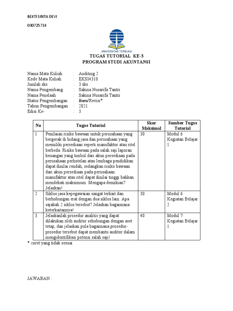 Tugas 3 Auditing II | PDF