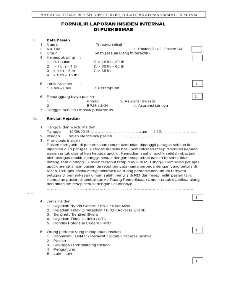 Form Pelaporan IKP | PDF