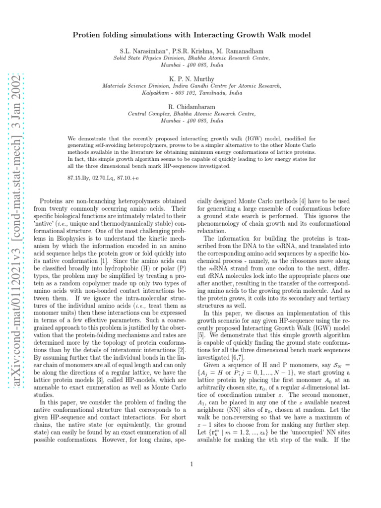 Monte Carlo Protein | PDF | Protein Structure | Protein Folding