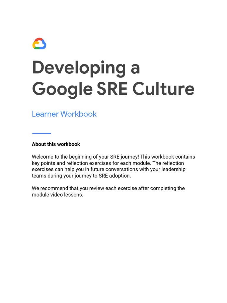 Developing A Google SRE Culture | PDF | Reliability Engineering | Cloud Computing