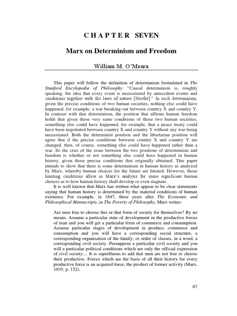 Marx On Determinism and Freedom | PDF | Free Will | Karl Marx