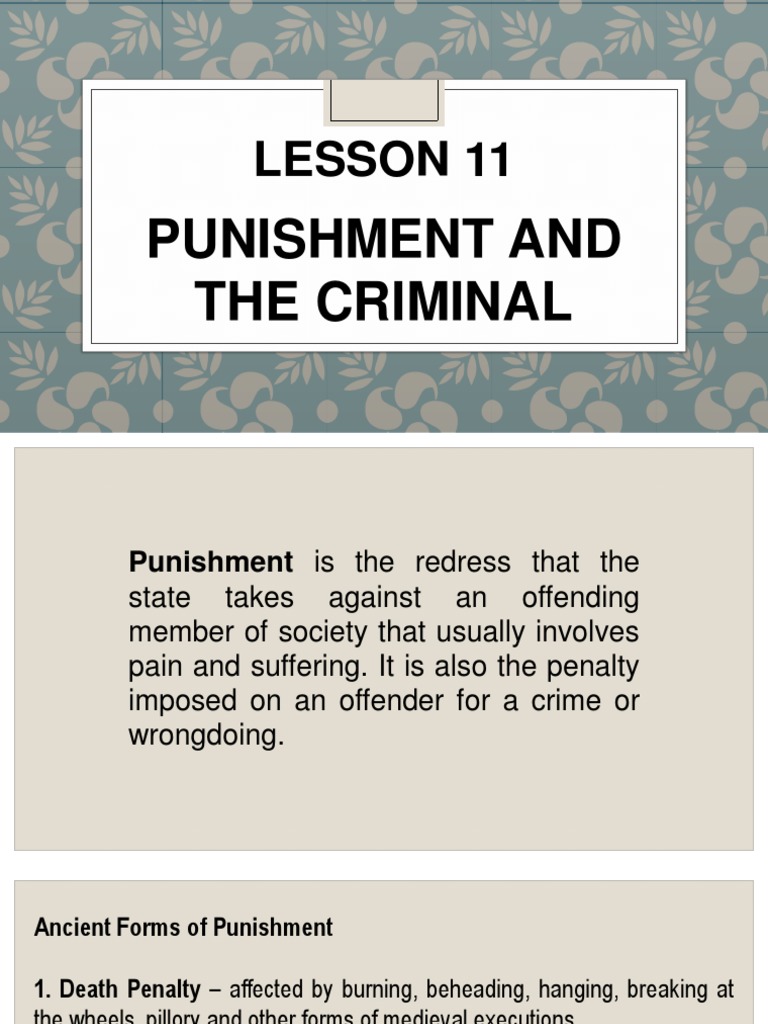 Lesson 11: Punishment and The Criminal | PDF | Punishments | Crime ...