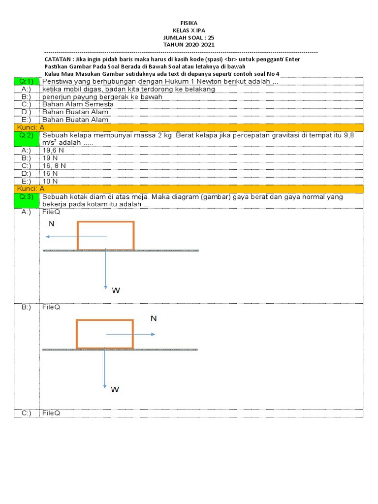 Template Contoh - Soal - PG | PDF