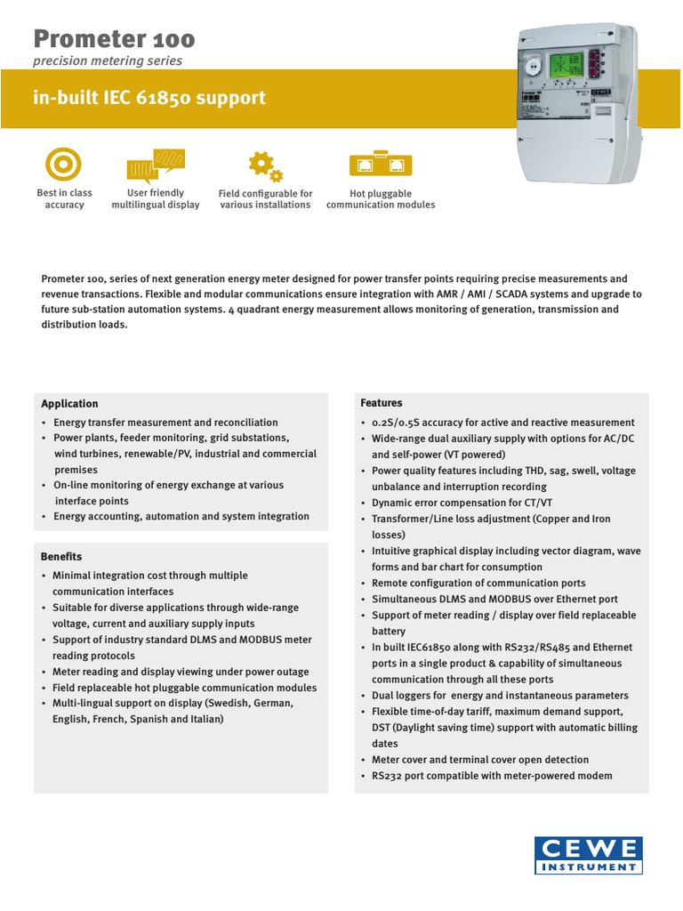 Prometer 100 - Wall | PDF | Electrical Substation | Electrical Engineering