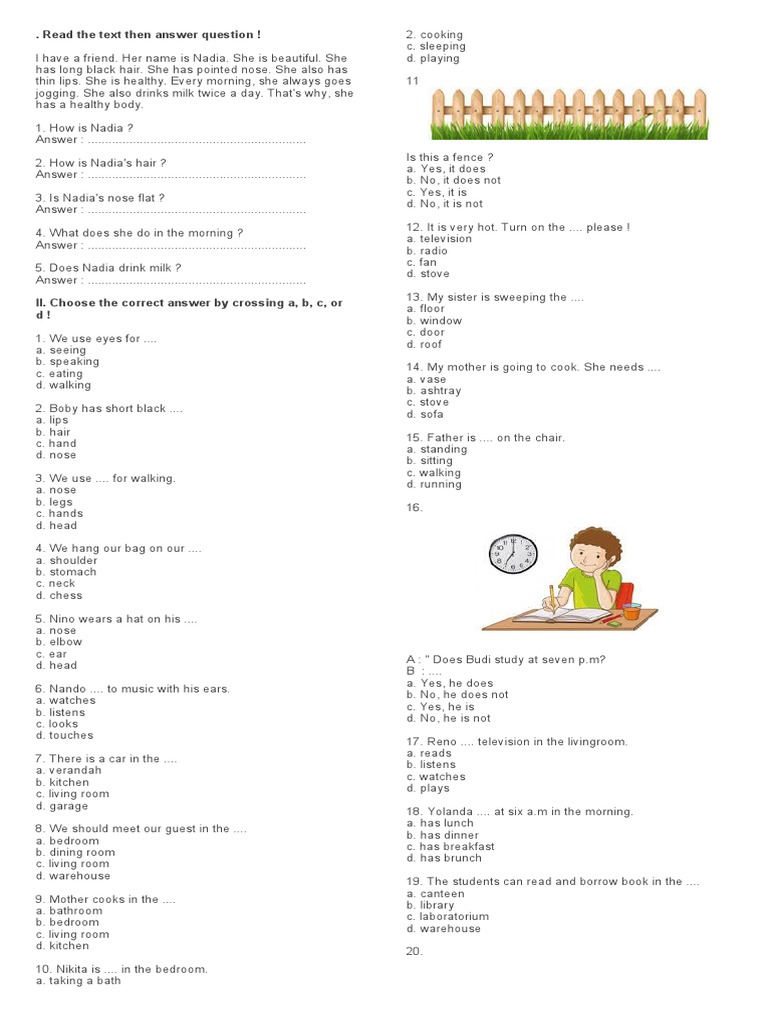 Reading Comprehension Questions | PDF