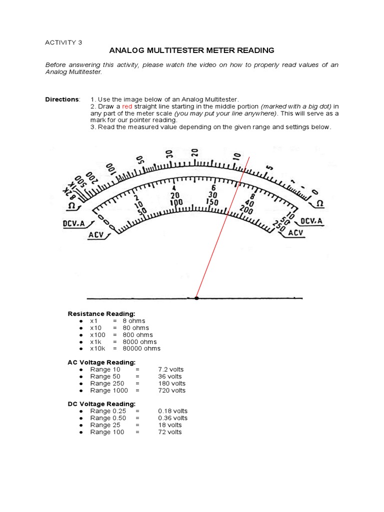 Analog Multitester Meter Reading | PDF