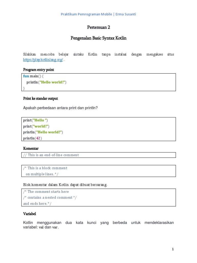 02 Basic Syntax Kotlin | PDF