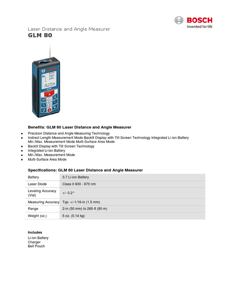 GLM 80 Laser Measurer: Precision & Features | PDF | Science ...