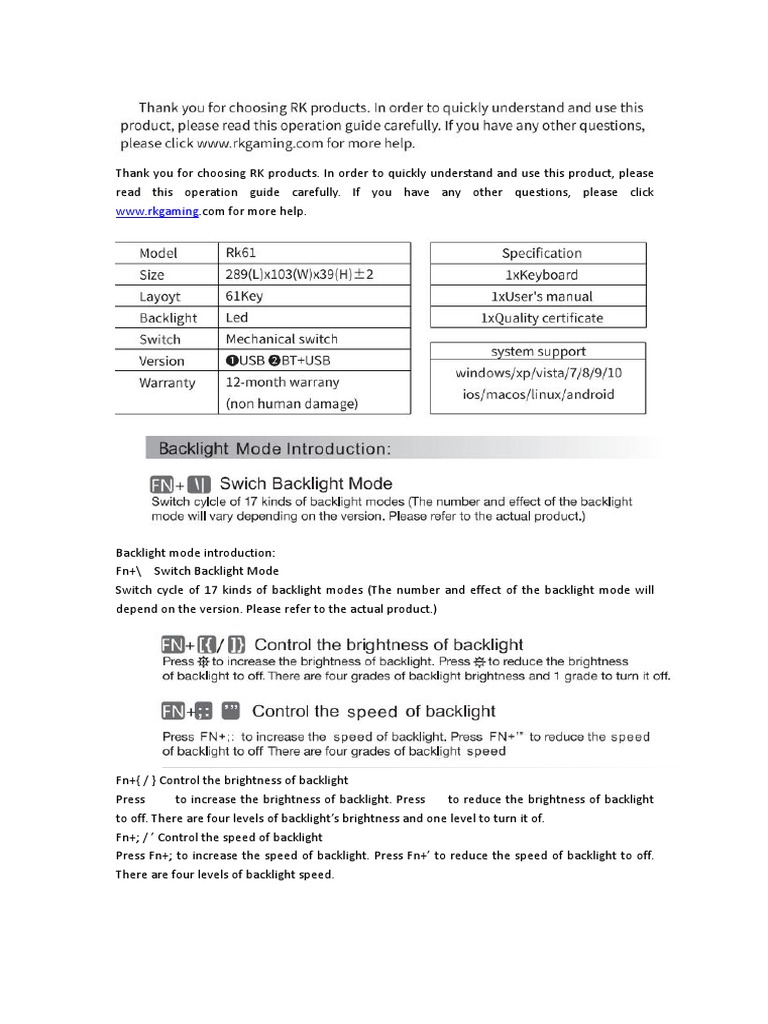 RK61 User Manual | PDF | Input/Output | Computer Engineering