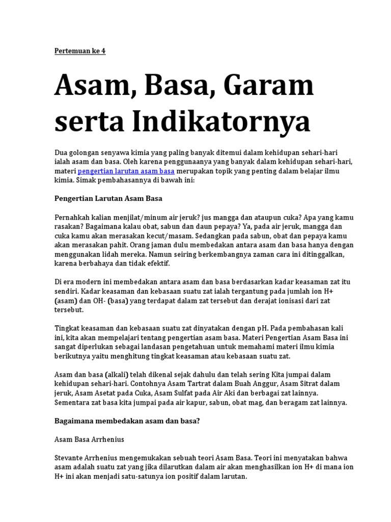 4-Asam, Basa, Dan Garam | PDF