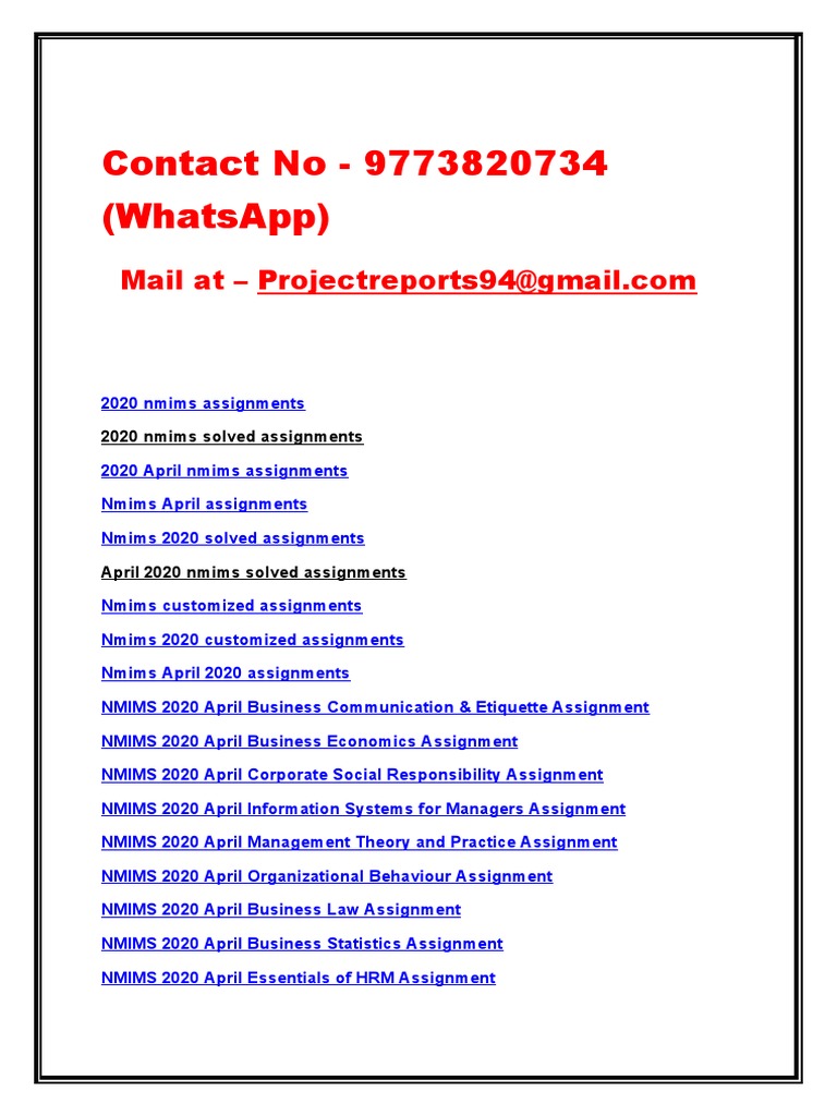 NMIMS Solved Assignment Answer Sheet Apr | Download Free PDF | Human Resource Management | Business