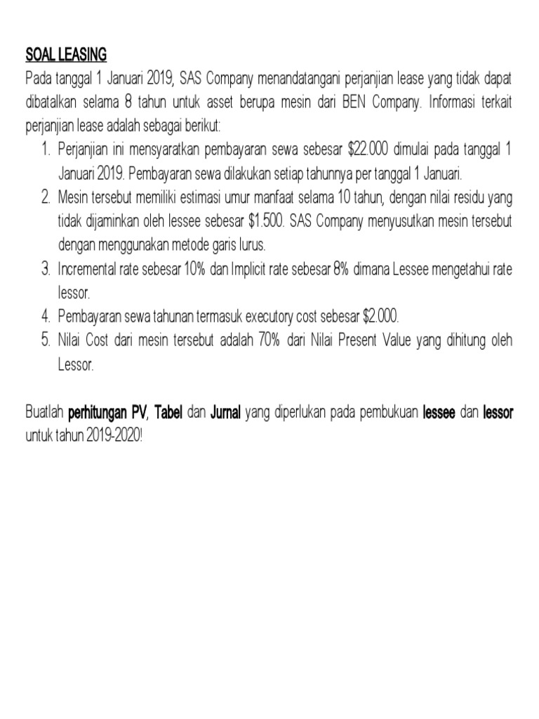 Soal Latihan Leasing - Silvy Christina | PDF