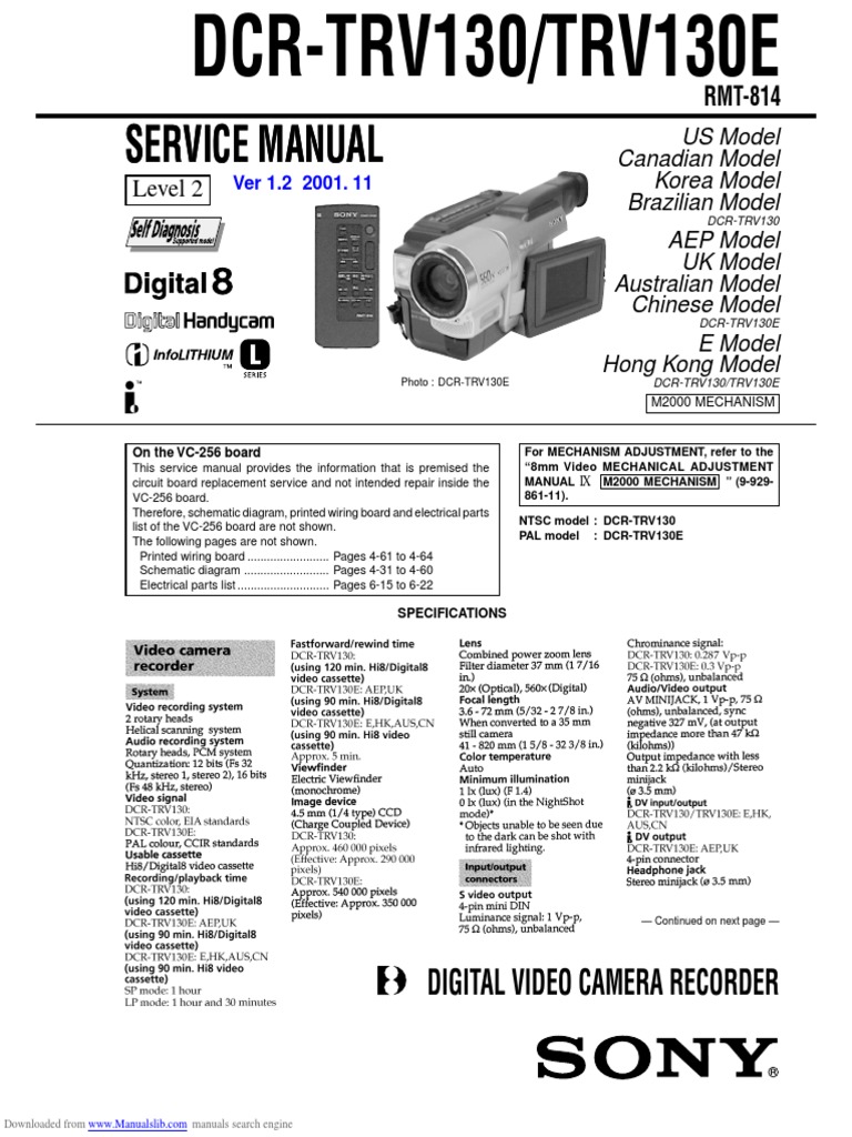 Service Manual - Handycam - Dcrtrv130e | PDF | Electronic Circuits ...