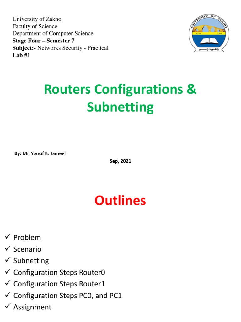 Lab 1 Routers Configurations Subnetting Assignment 5 Marks Pdf