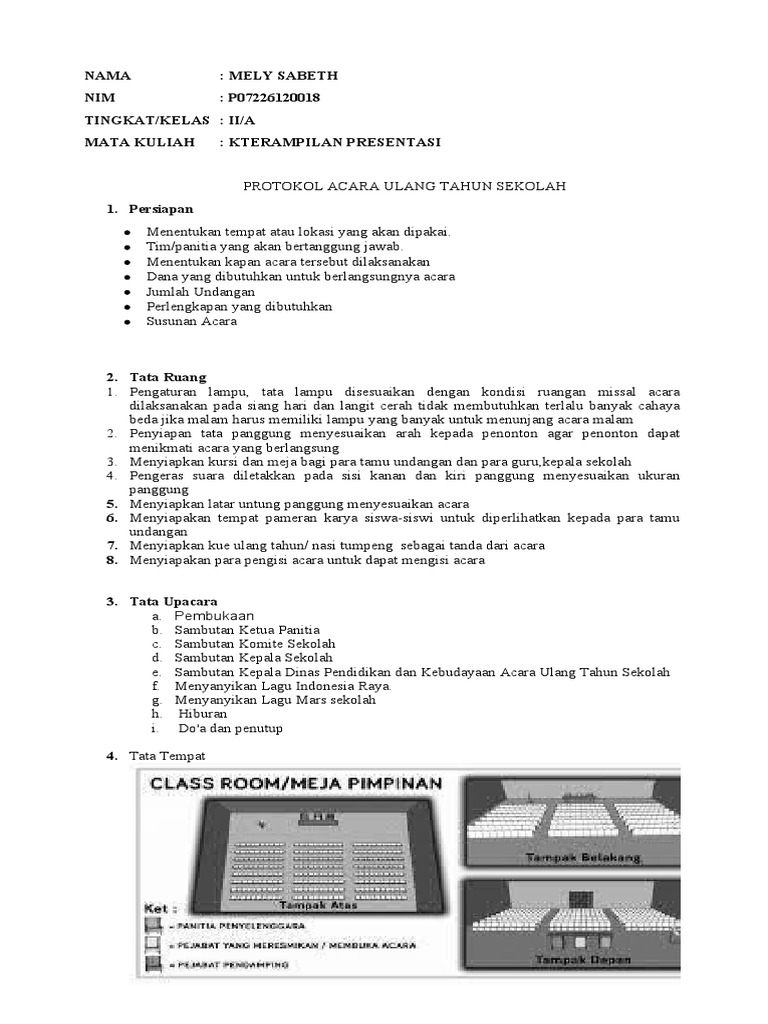 Protokol Acara Kegiatan Sekolah | PDF