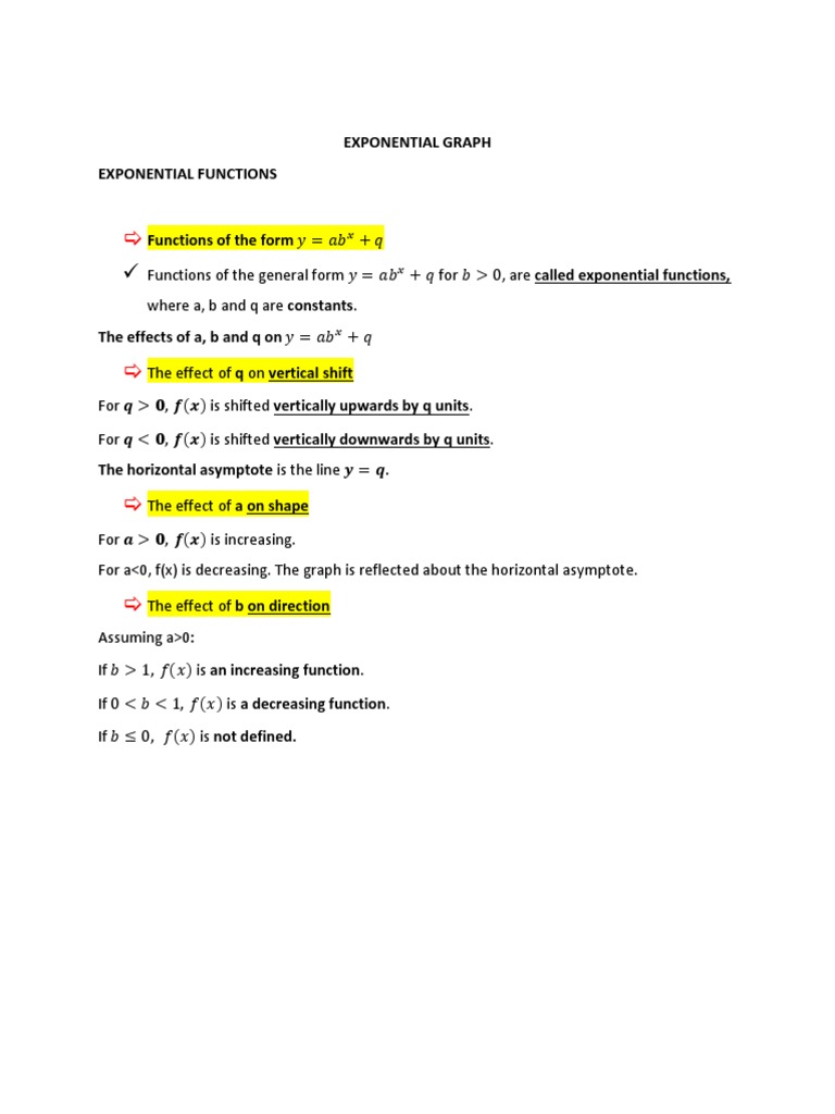 Characteristics of Exponential Functions and Graphing Exponential ...