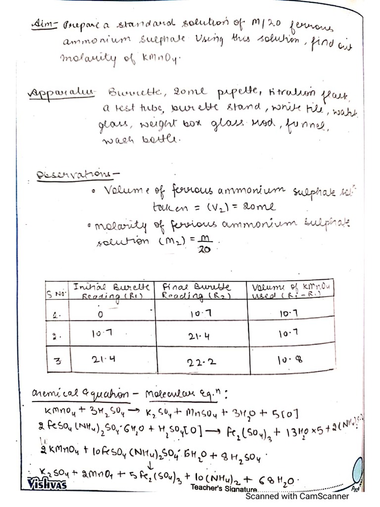 Chemistry Practical Class 12 Term 1 | PDF