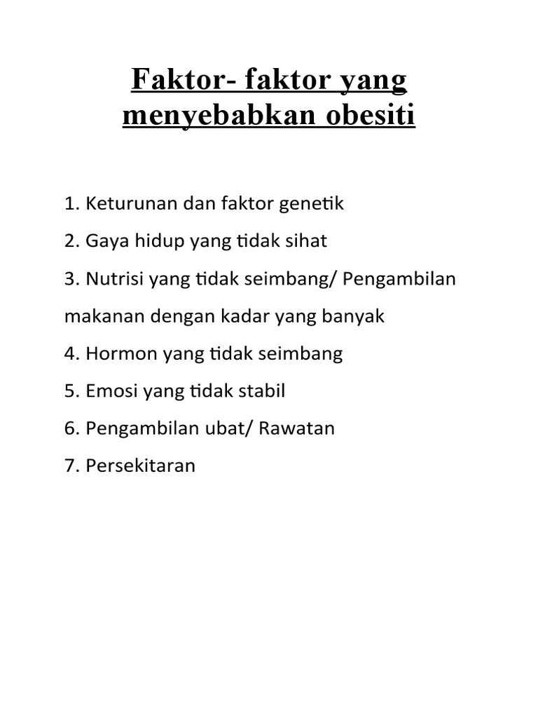 Faktor Obesiti | PDF | Pengembangan Diri