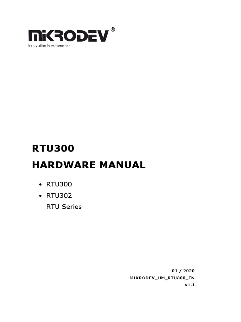 RTU300 Hardware Manual: - RTU300 - RTU302 RTU Series | PDF | Input ...