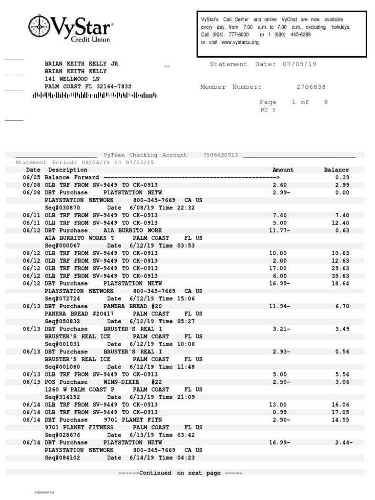 Vystar Statement | PDF | Bank Account | Money