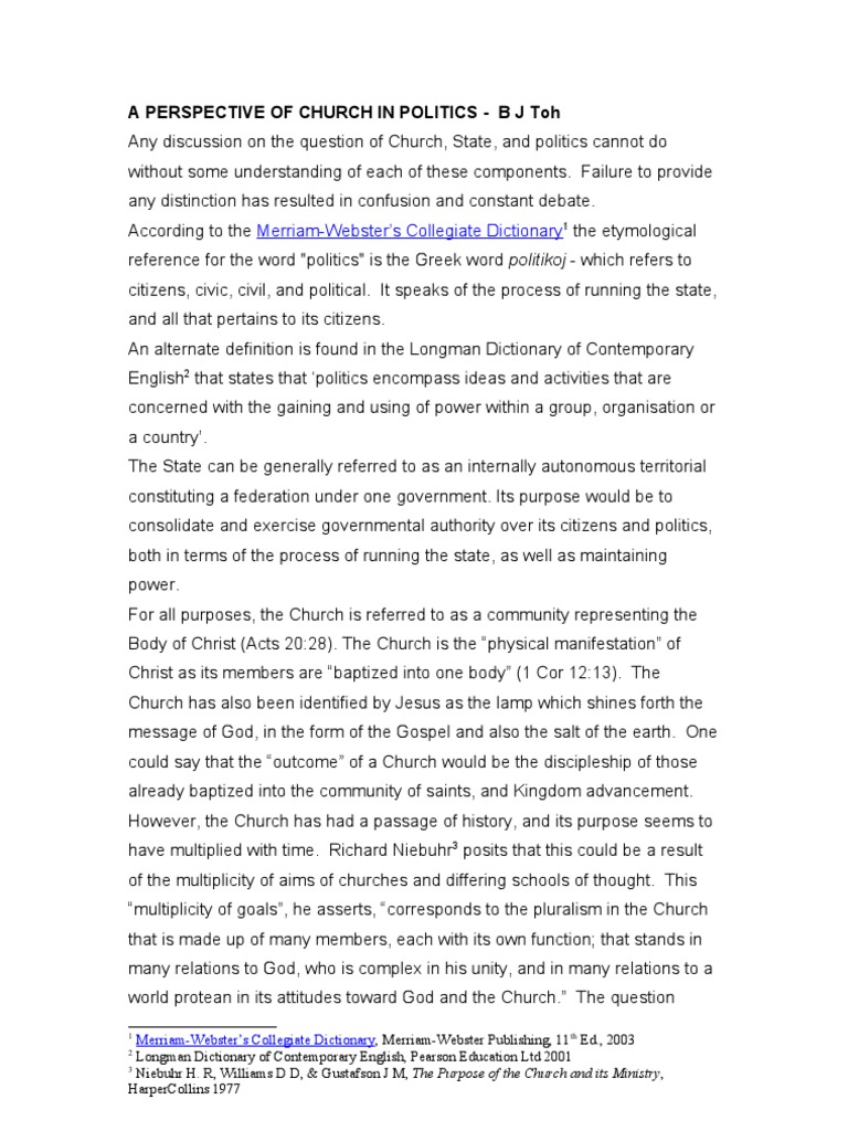 Church and Politics: A Complex Relationship | PDF | Church Of England ...