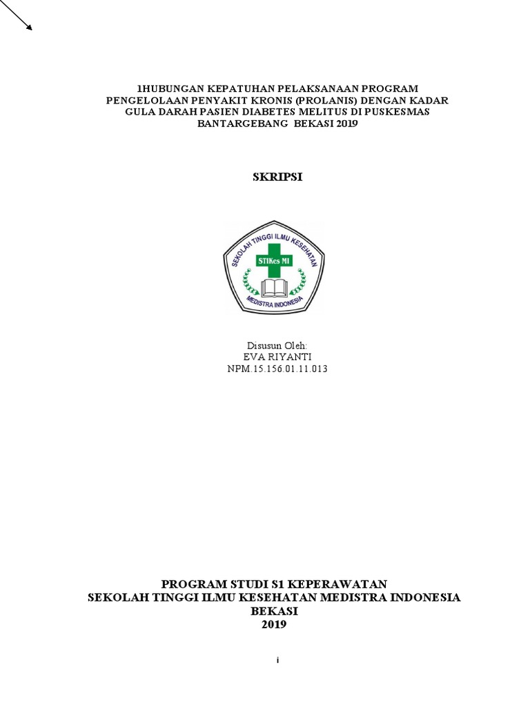 SKRIPSI EVA RIYANTI Hubungan Kepatuhan Prolanis Dengan Kadar Gula Darah | PDF | Pengembangan ...