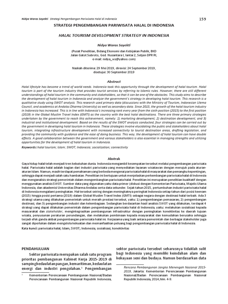 Halal Tourism Development Strategy in Indonesia | PDF | Tourism ...