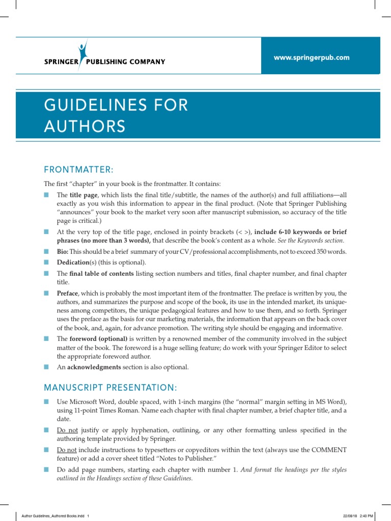 Springer-Publishing Author and Editor Guidelines | PDF | Citation | Books