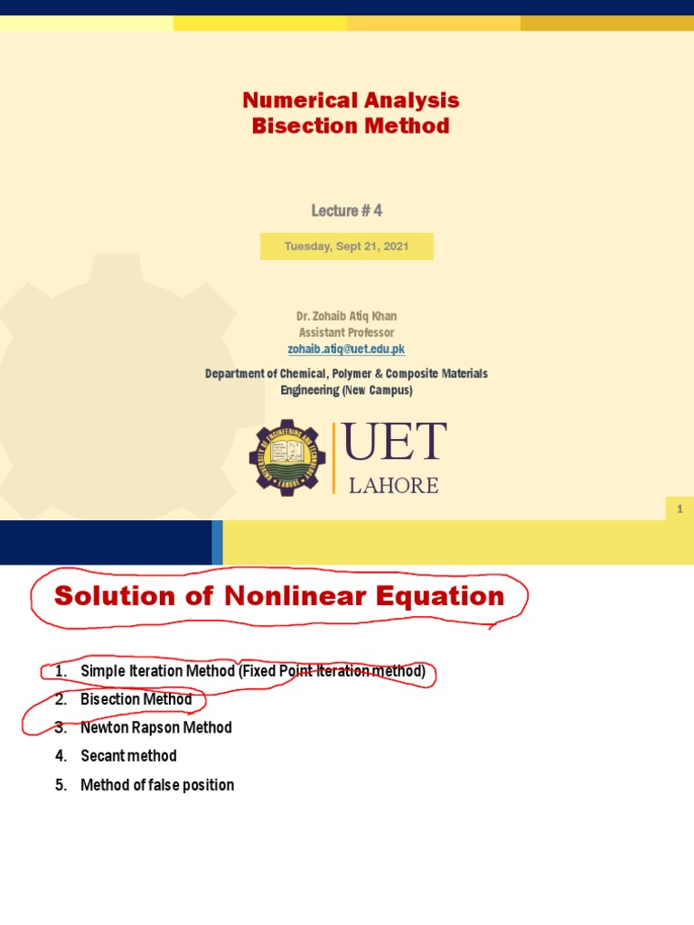 Numerical Analysis Bisection Method: Lecture # 4 | PDF | Computer Programming | Mathematical ...