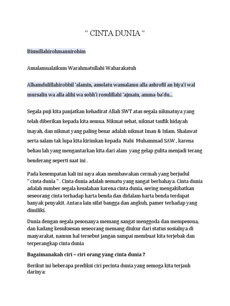 Ceramah Cinta Dunia Pdf