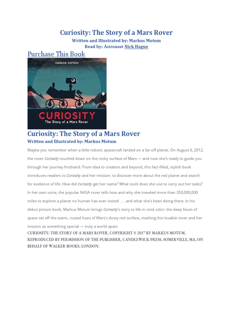 Curiosity The Story of A Mars Rover | PDF | Social Science | Science ...