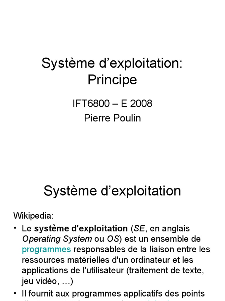 Guide Complet des Systèmes d'Exploitation | PDF | Système d'exploitation | Kernel (Système d ...