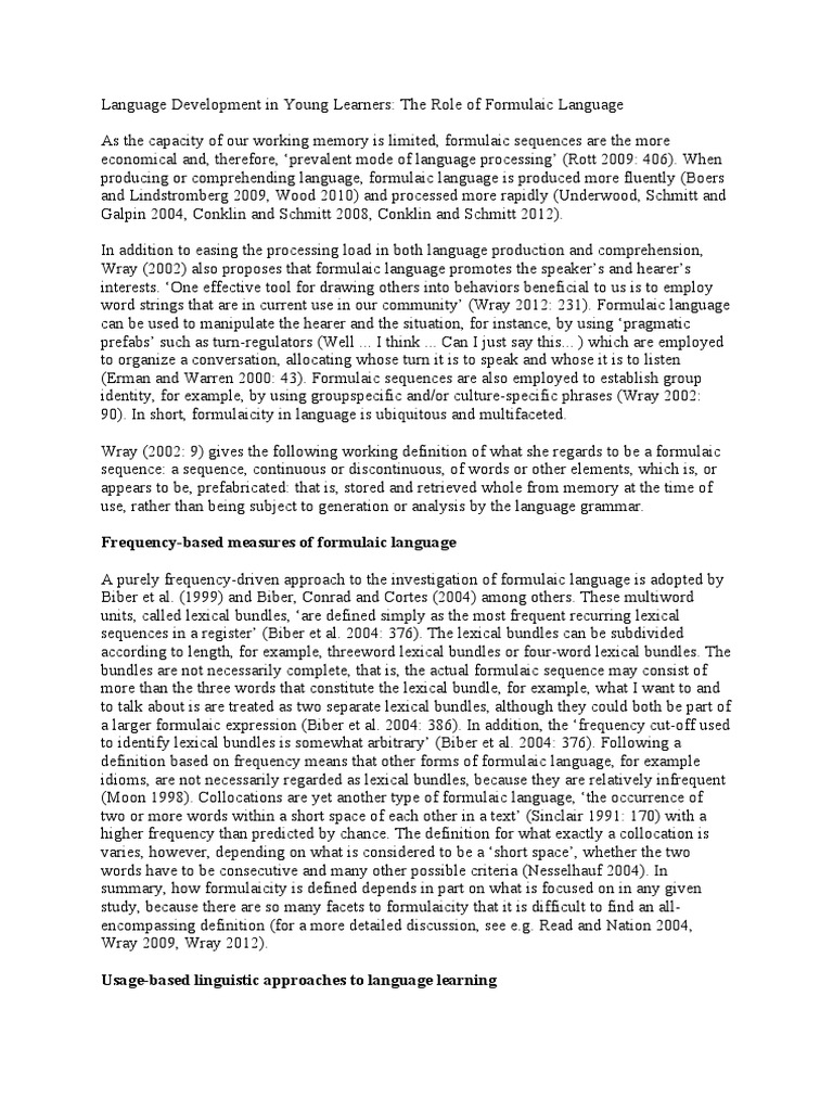 Frequency-Based Measures of Formulaic Language | PDF | Language ...