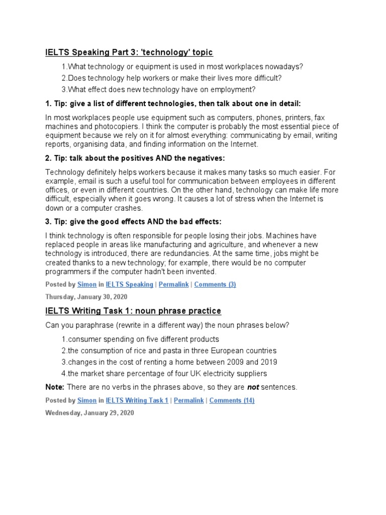 IELTS Speaking Part 3: 'Technology' Topic | PDF | Genetic Engineering ...