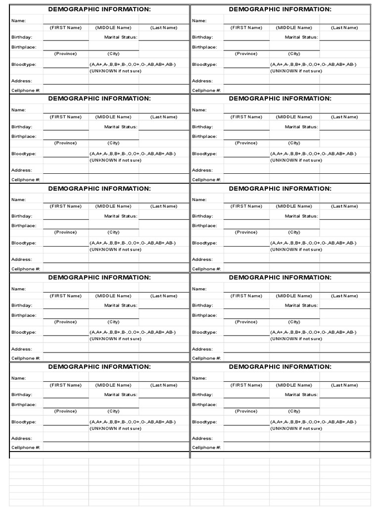 Comprehensive Demographic Data Template | PDF | Politics | Games ...