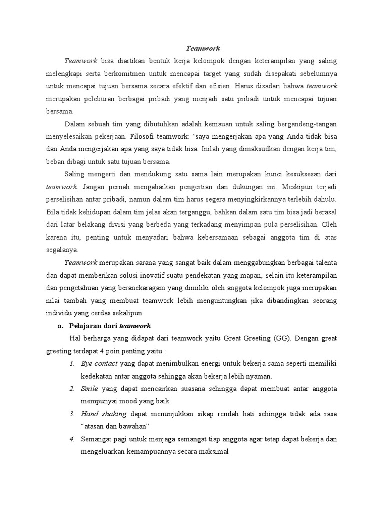 Makalah Teamwork | PDF