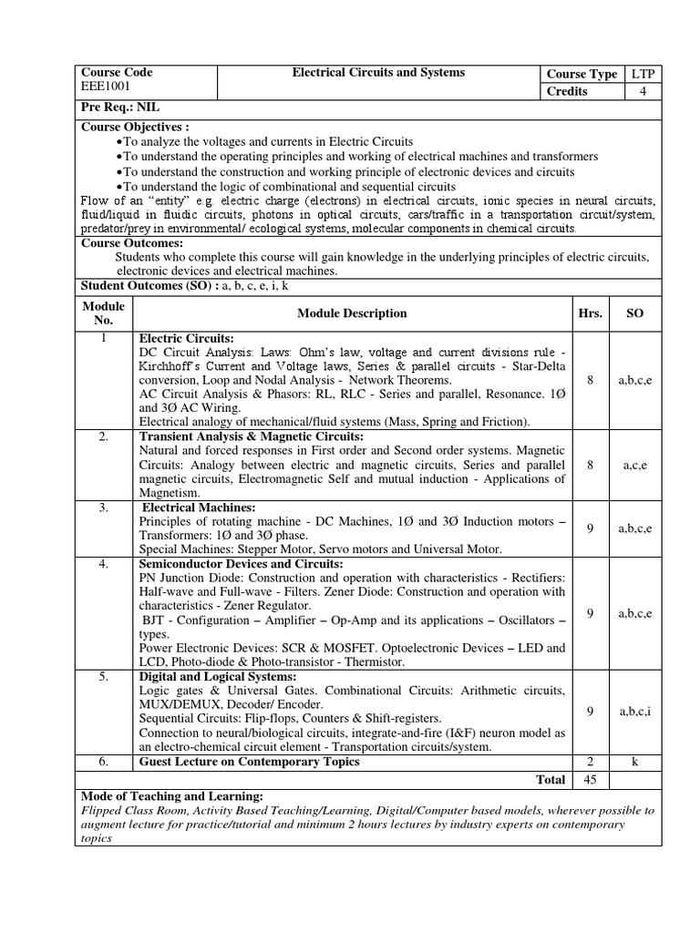 Eee1001 Electrical-circuits-And-systems LTP 1.0 1 Eee1001 | PDF | Electrical Network ...