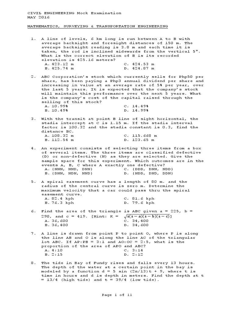 Mathematics, Surveying and Transportation Engineering | Download Free ...