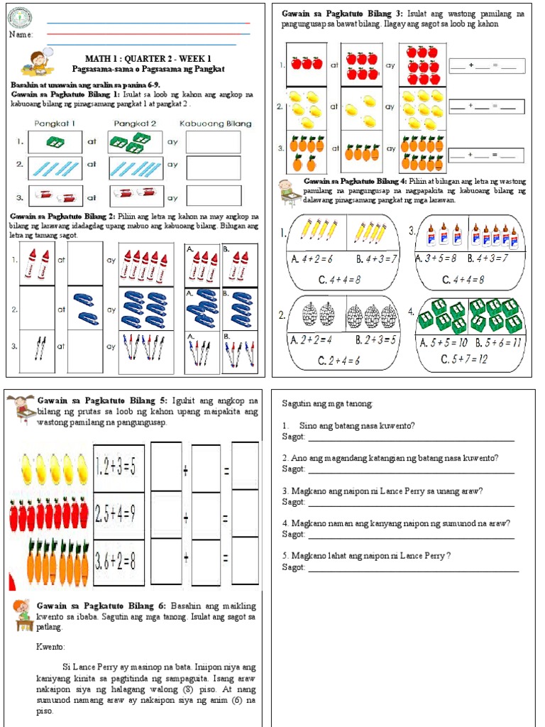 q2 Week 1 Worksheet Mathmusicarts | PDF