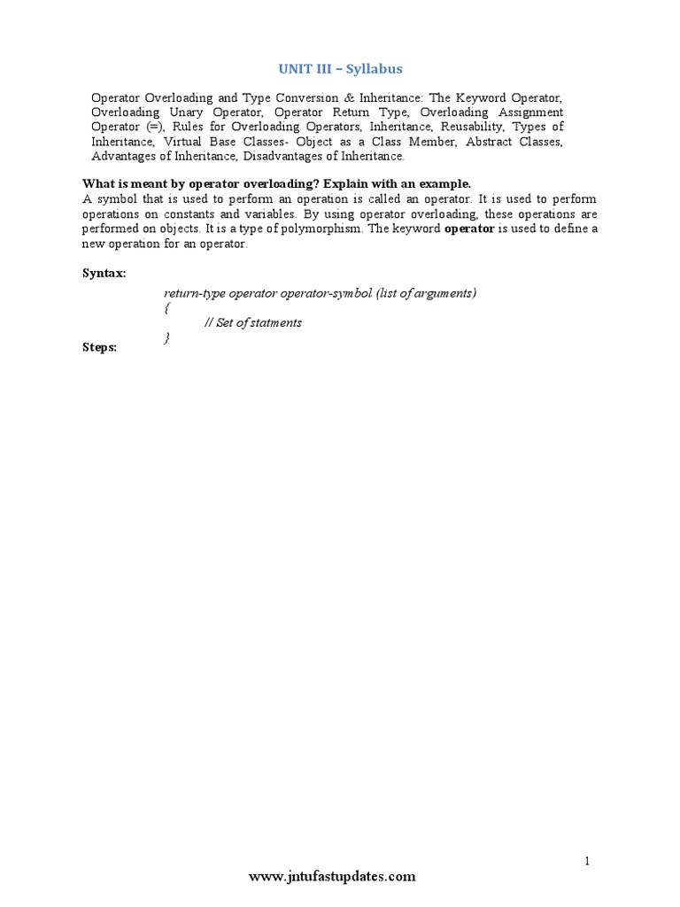 Jntuk 2-1 Oopt C++ - Unit-3 | PDF | Programming | Constructor (Object ... Jntuk 2-1 Oopt C++ - Unit-3 | PDF | Programming | Constructor (Object ...
