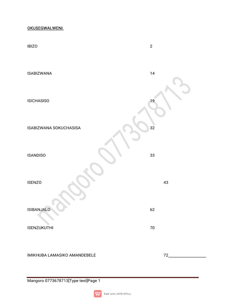 Uhlelo Notes Original | PDF