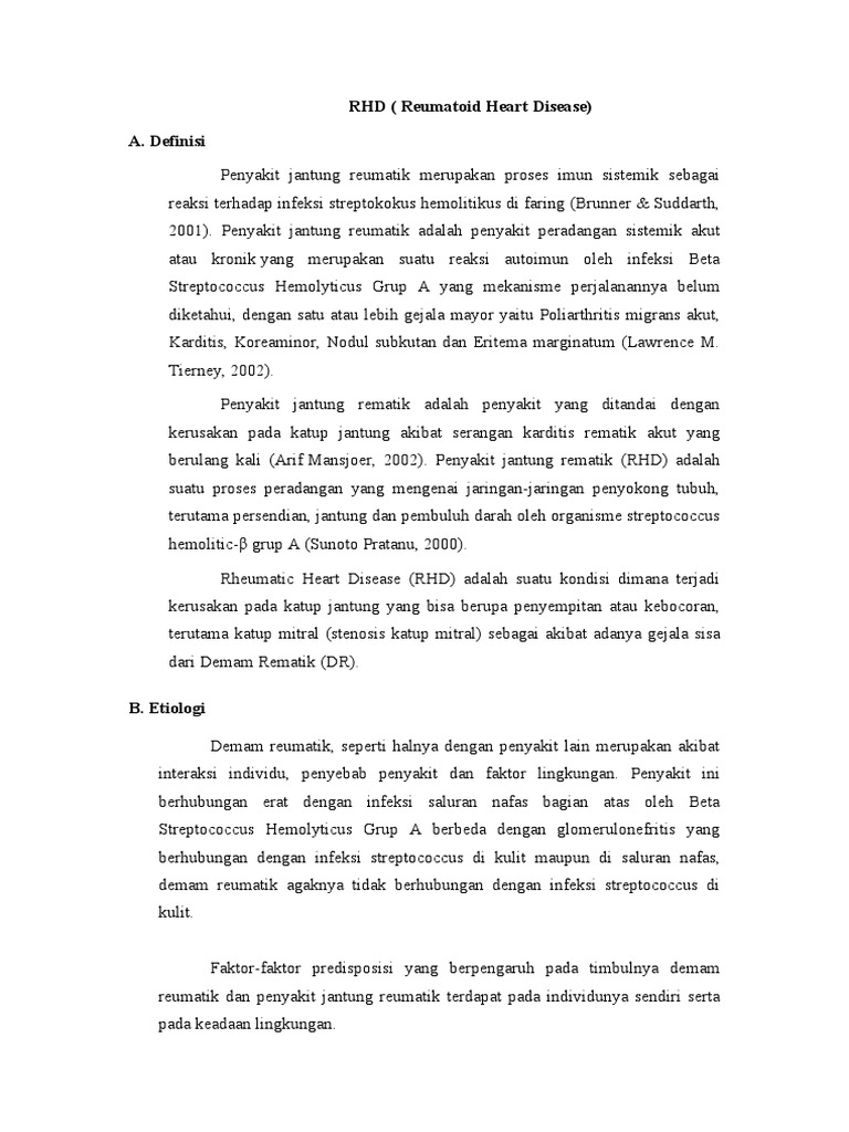 RHD (Reumatoid Heart Disease) A. Definisi | PDF
