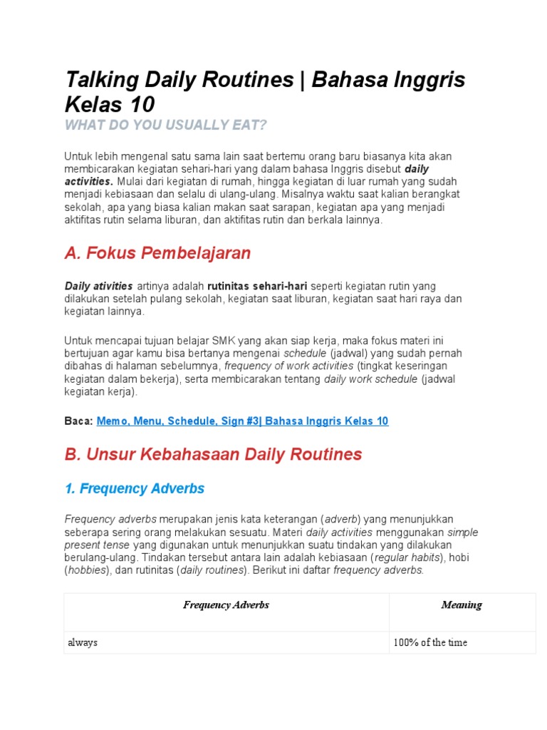 Talking Daily Routines | PDF