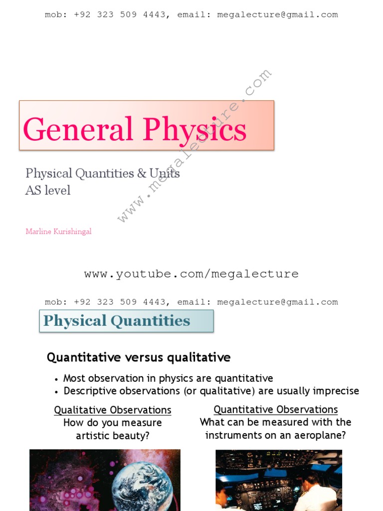 General Physics: Physical Quantities & Units AS Level | PDF | Euclidean Vector | Kilogram