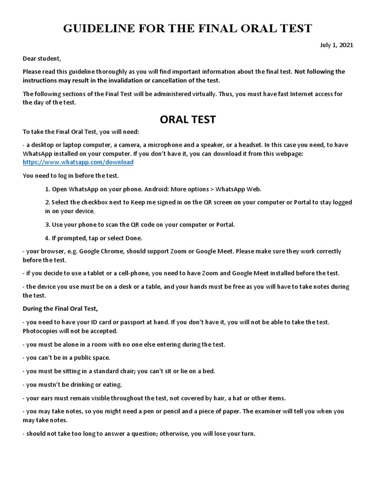 Final Oral Test Guidelines 2021 | PDF | Android (Operating System ...