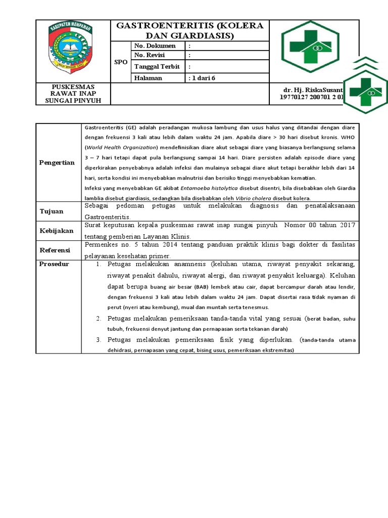 SPO Gastroenteritis Kolera Dan Giardiasis | PDF