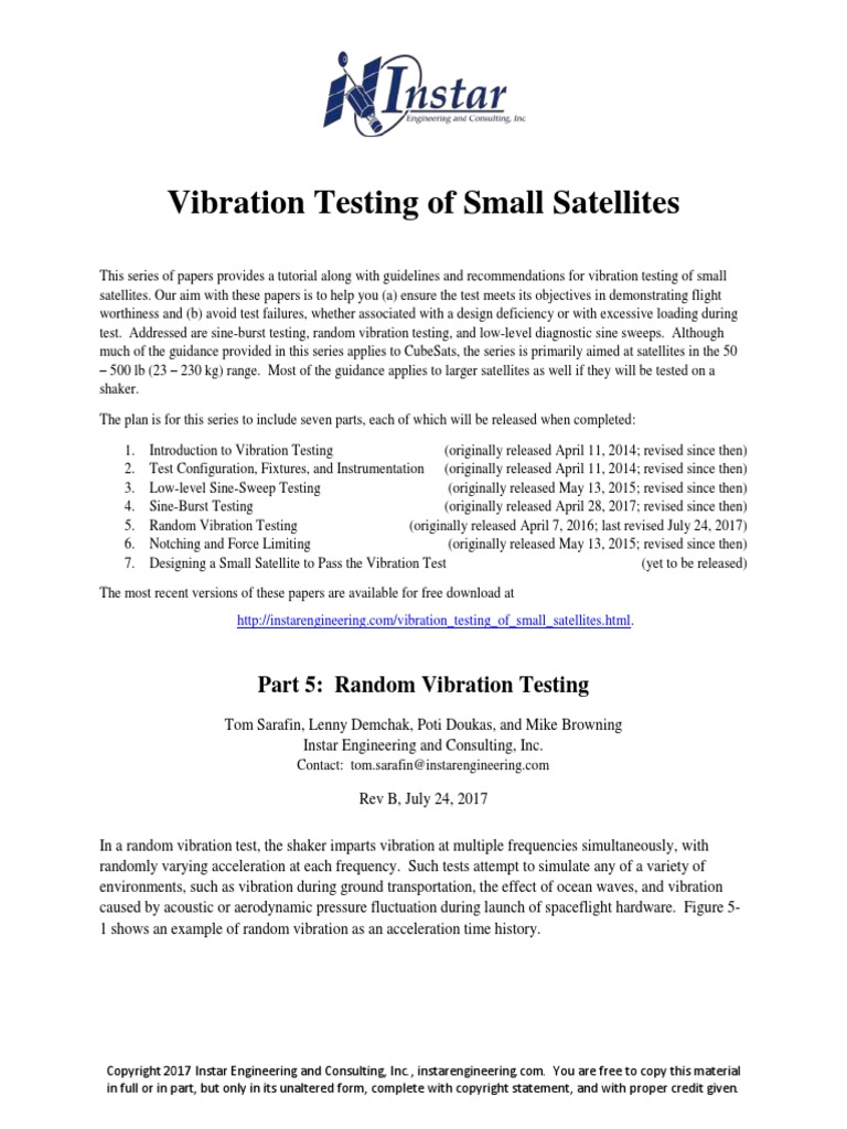 Vibration Testing of Small Satellites | PDF | Spectral Density ...