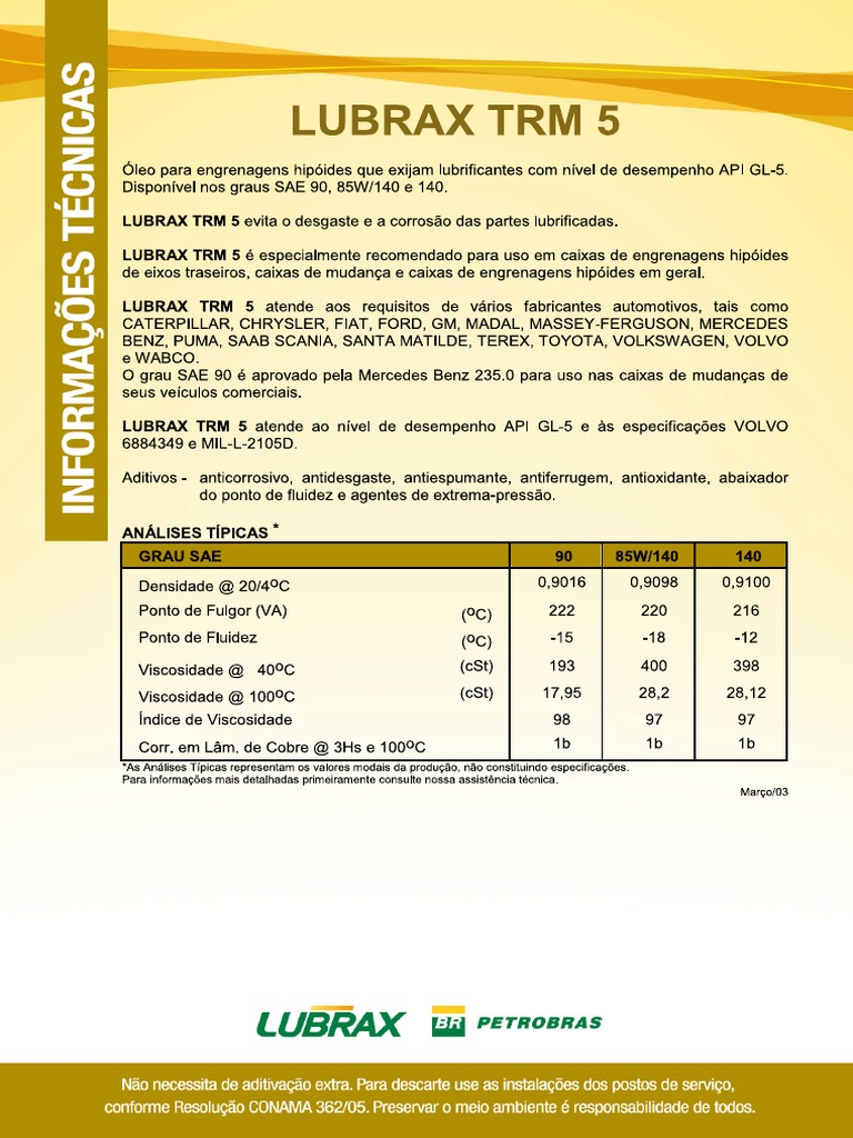 85W140 Lubrax TRM 5 | PDF